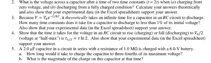 Solved 2. What is the voltage across a capacitor after a | Chegg.com