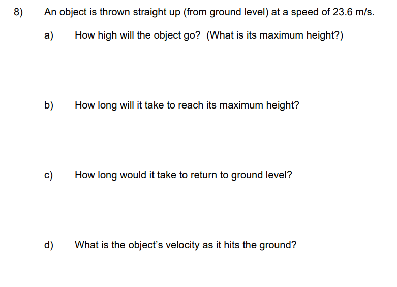 Solved An object is thrown straight up (from ground level) | Chegg.com