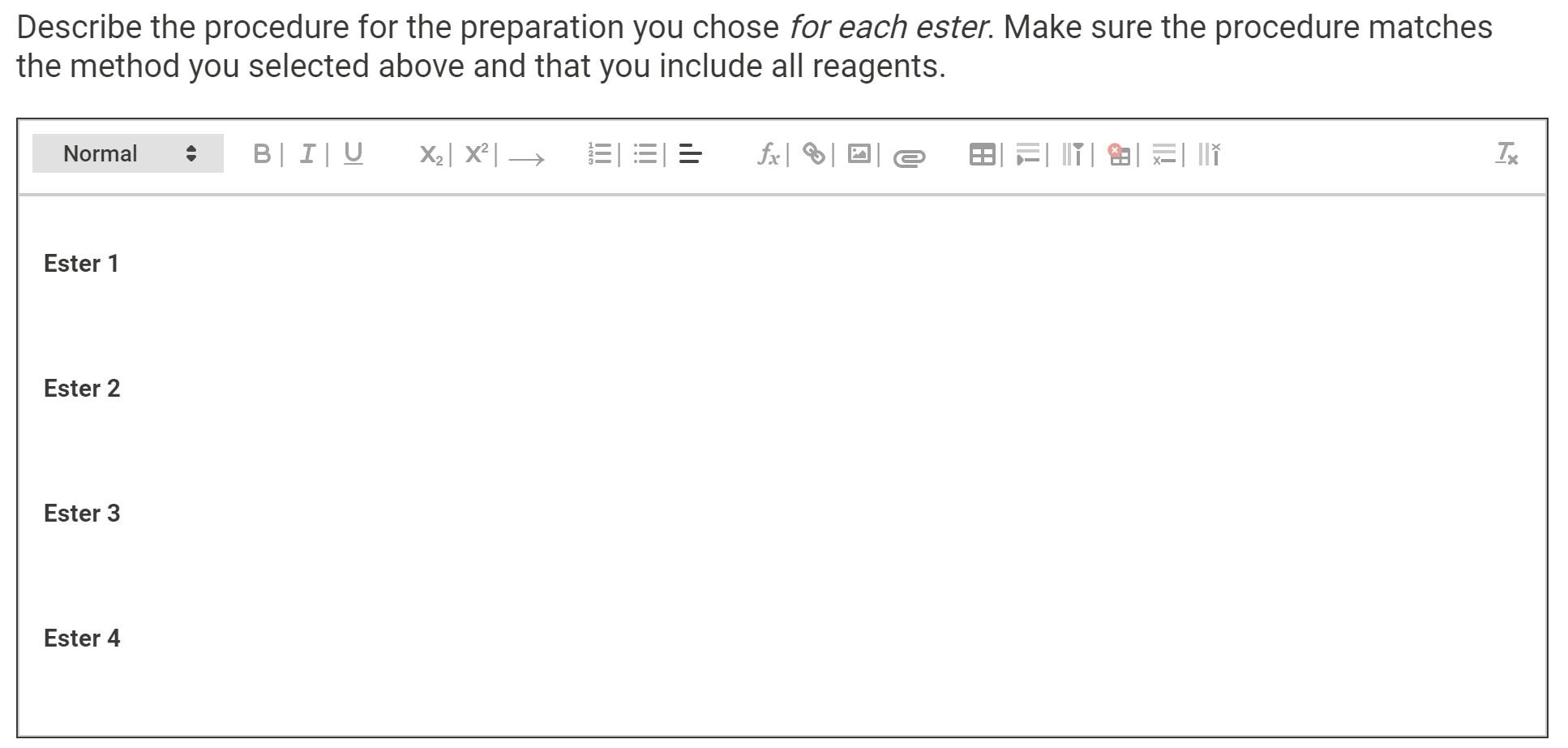 Solved Ester chosen options: isobutyl formate, amyl acetate, | Chegg.com