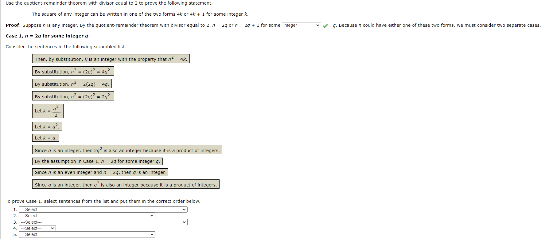 Solved Use the quotient-remainder theorem with divisor equal | Chegg.com