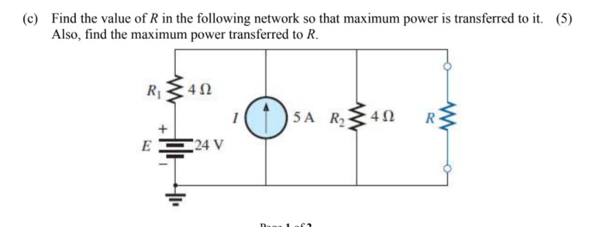 Solved (c) Find the value of R in the following network so | Chegg.com