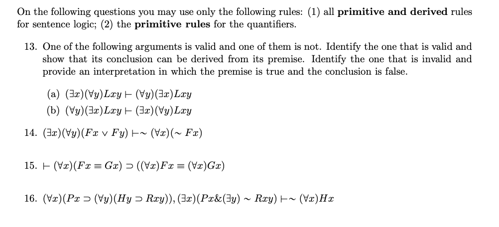 On the following questions you may use only the | Chegg.com