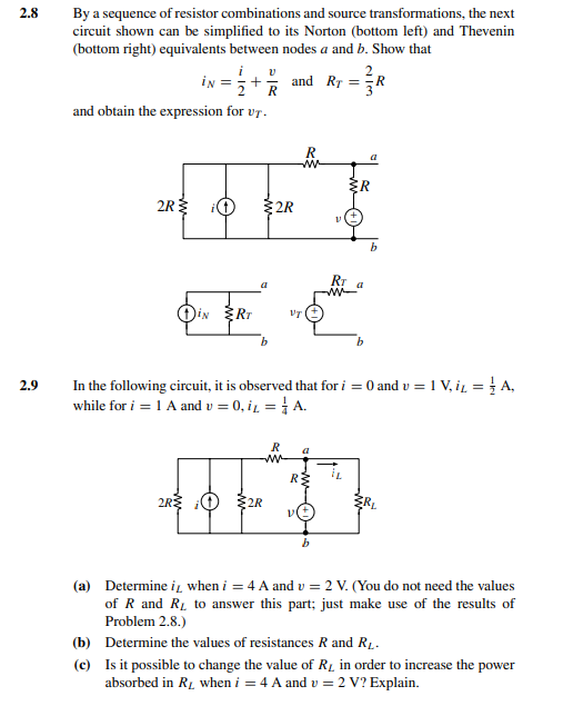 Solved 2.8 2.9 By a sequence of resistor combinations and | Chegg.com