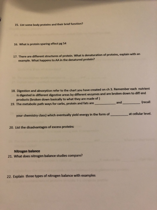 Solved 15. List some body proteins and their brief function? | Chegg.com