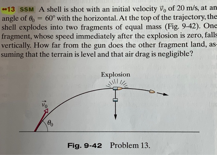 Solved 13 SSM A shell is shot with an initial velocity Vo of | Chegg.com