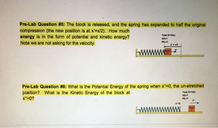 Solved Pre-Lab Question #5: The block is released, and the | Chegg.com