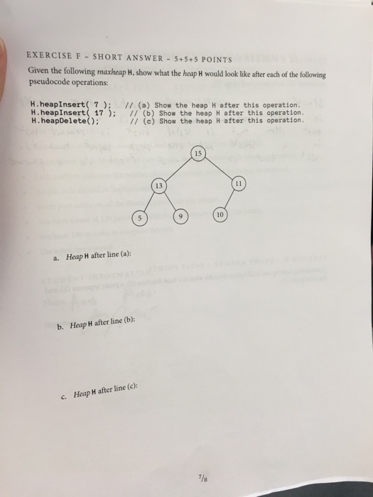 Solved Given The Following Maxheap H Show What The Heap H 