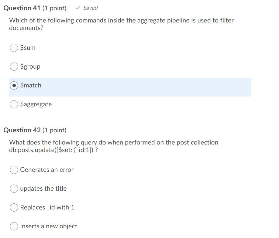 Solved Question 41 (1 point) Saved Which of the following | Chegg.com