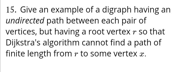 Solved 15. Give an example of a digraph having an undirected | Chegg.com