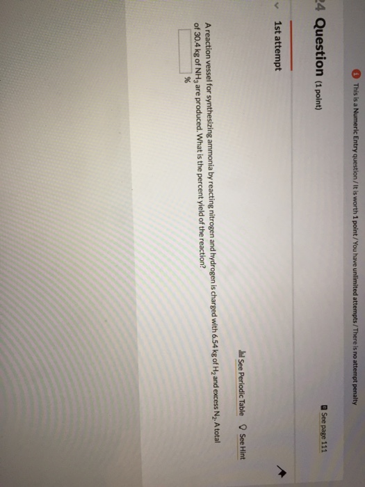 Solved A reaction vessel for synthesizing ammonia by | Chegg.com
