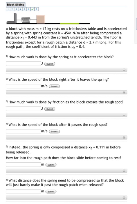 Solved Block Sliding A block with mass m - 12 kg rests on a | Chegg.com