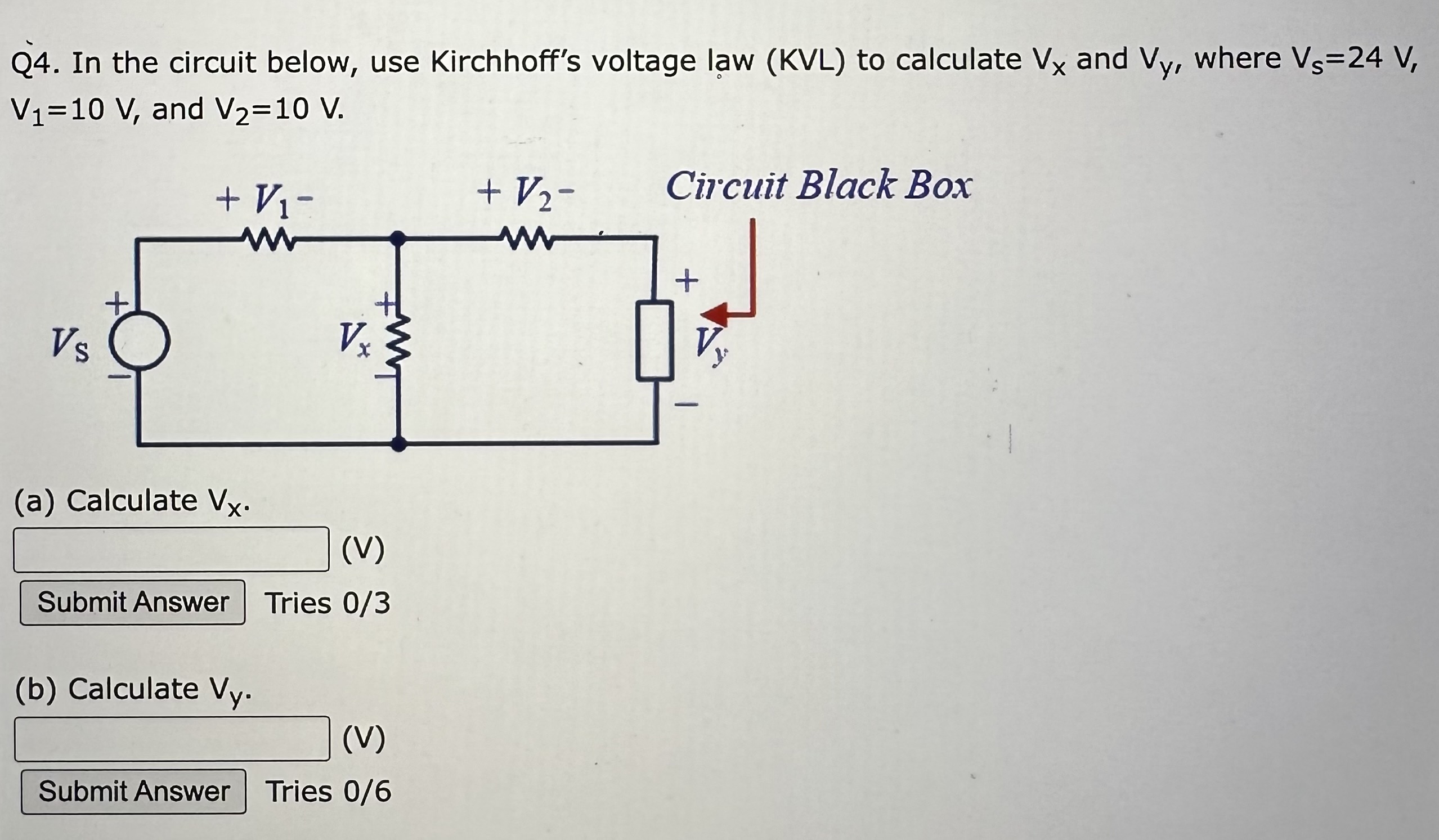 Solved Q4. In the circuit below, use Kirchhoff's voltage law | Chegg.com