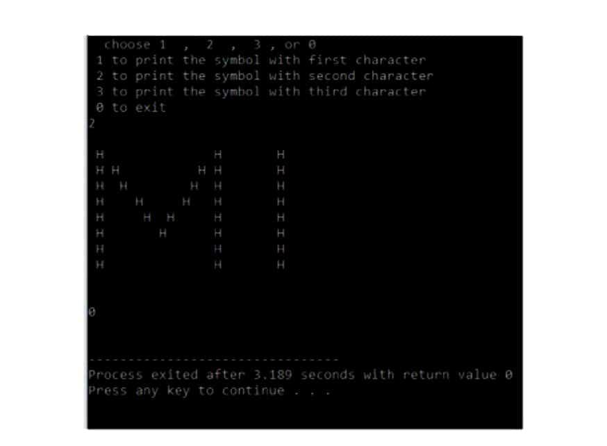 Solved choose 1, 2, 3, or a 1 to print the symbol with first | Chegg.com