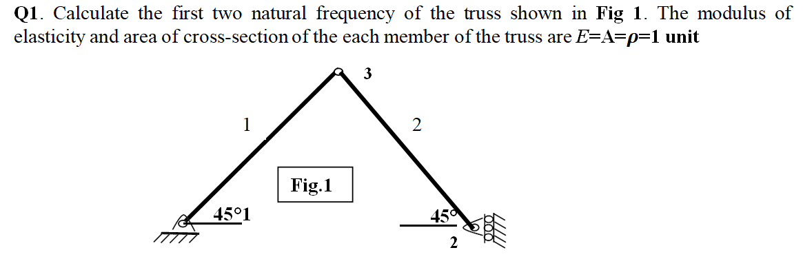 Solved Q1. ﻿Calculate the first two natural frequency of the | Chegg.com