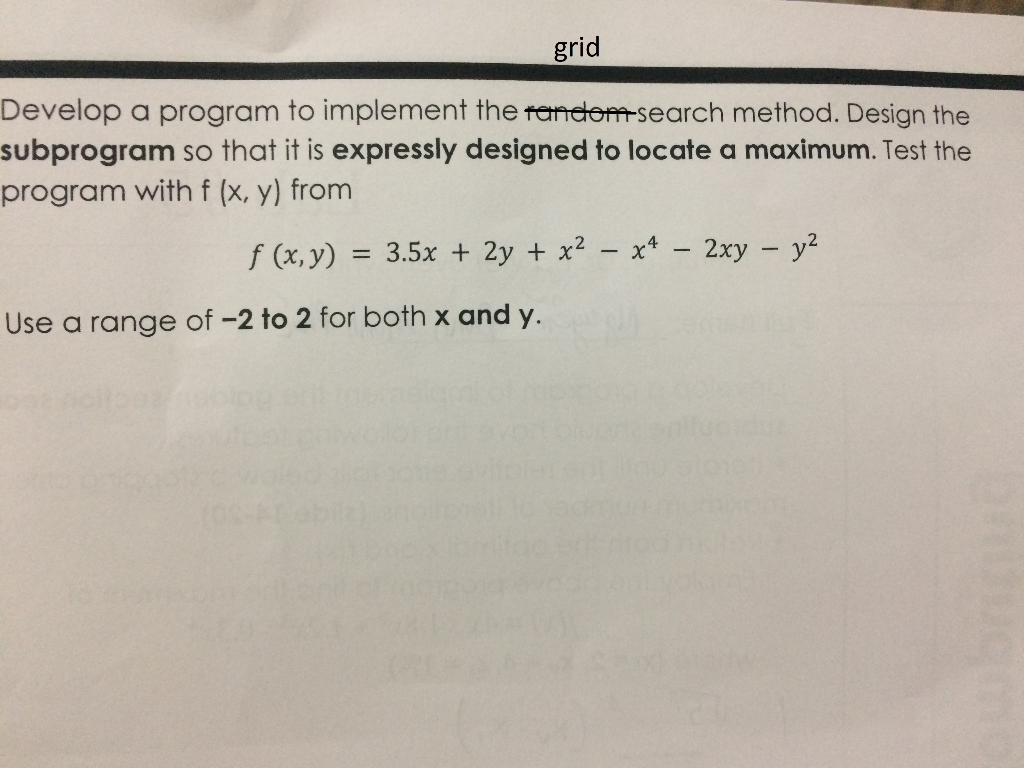 Develop a program to implement grid search | Chegg.com