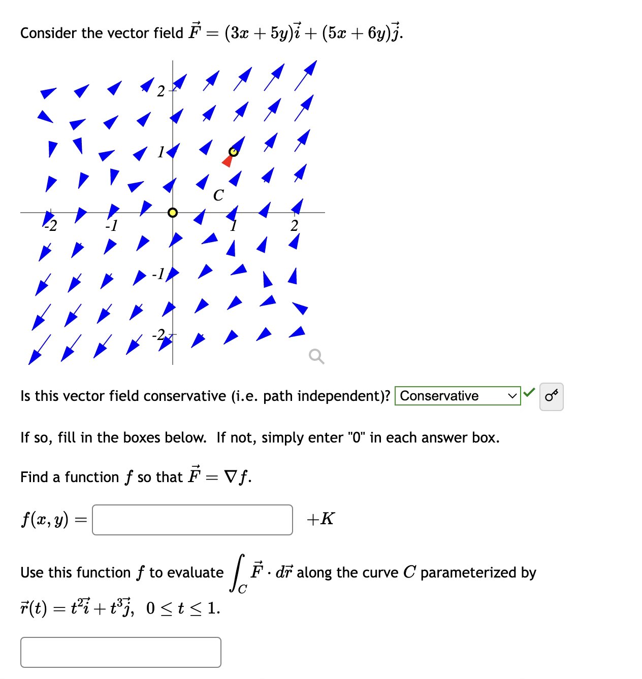Solved Consider the vector field F=(3x+5y)i+(5x+6y)j Is this | Chegg.com