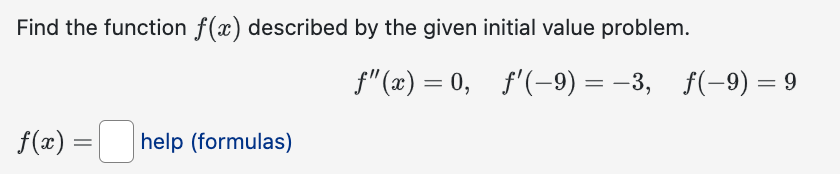 Solved Find the function f(x) described by the given initial | Chegg.com