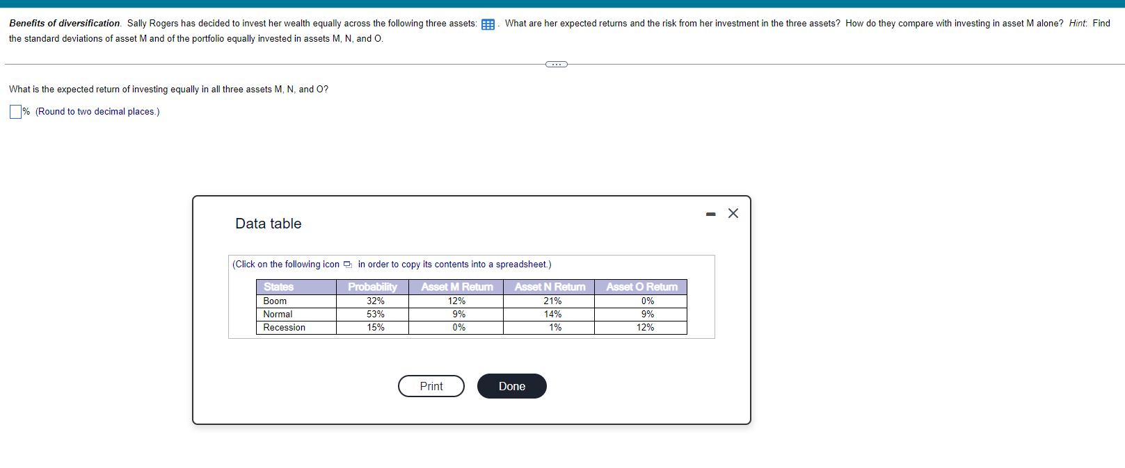 Solved the standard deviations of asset M and of the | Chegg.com