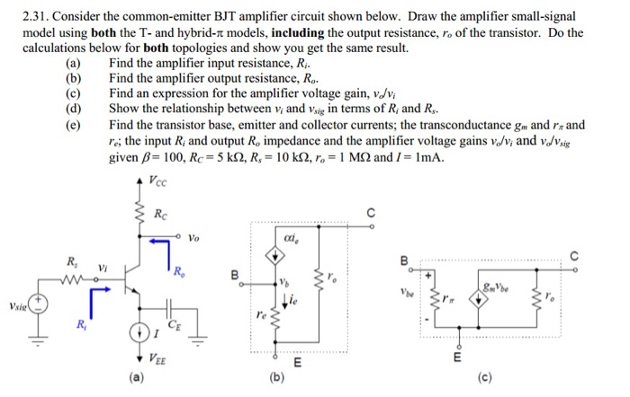 Solved 2.31. Consider the common-emitter BJT amplifier | Chegg.com