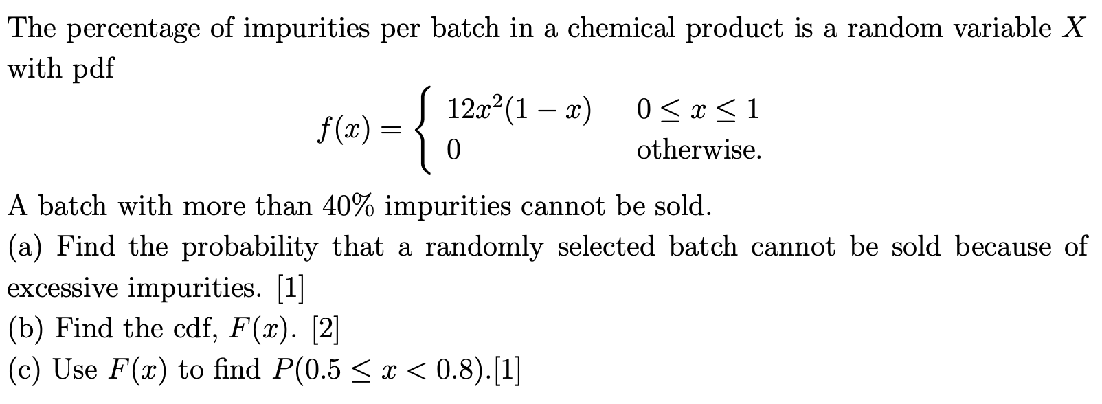 Solved The percentage of impurities per batch in a chemical | Chegg.com