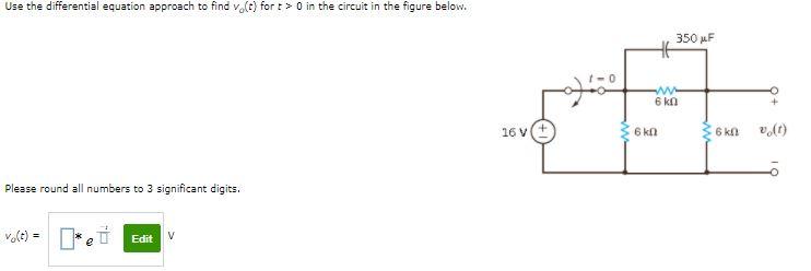 Solved Use the differential equation approach to find volt) | Chegg.com