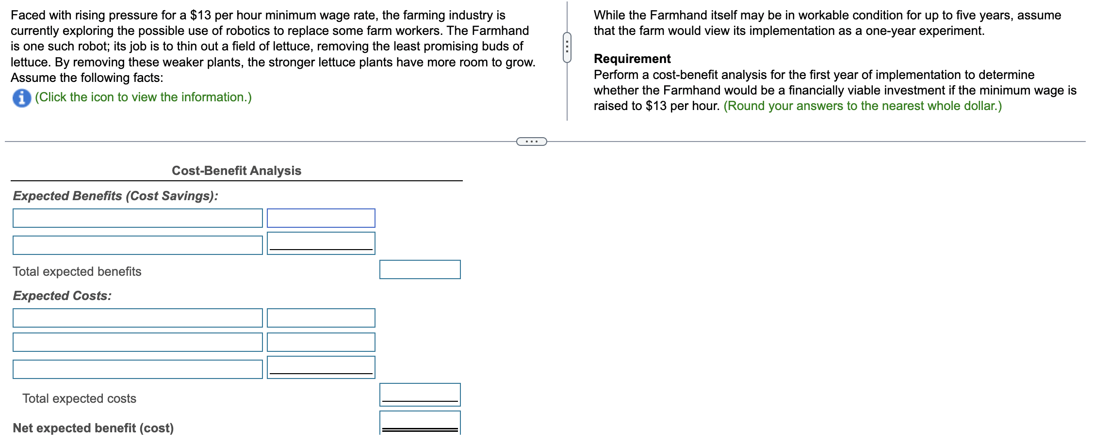 1. One Farmhand would do the work of 20 farm workers. | Chegg.com
