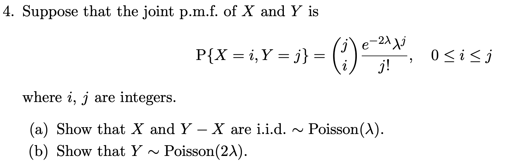 Solved 4. Suppose that the joint p.m.f. of X and Y is -21 Xi | Chegg.com