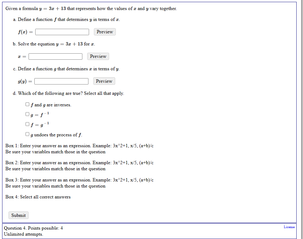 Solved Given a formula y=3x+13 that represents how the | Chegg.com