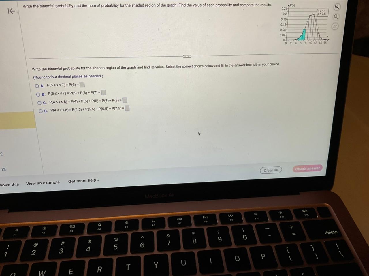 Solved Write the binomial probability for the shaded region | Chegg.com