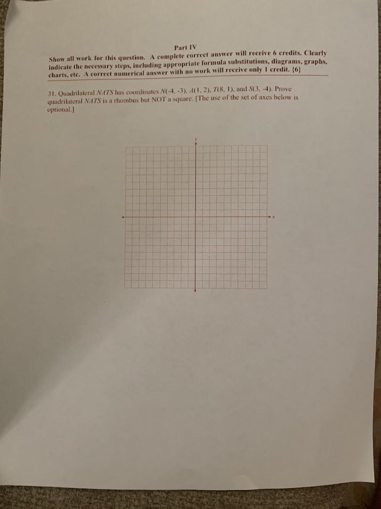 Solved Part IV Show all work for this question. A complete | Chegg.com