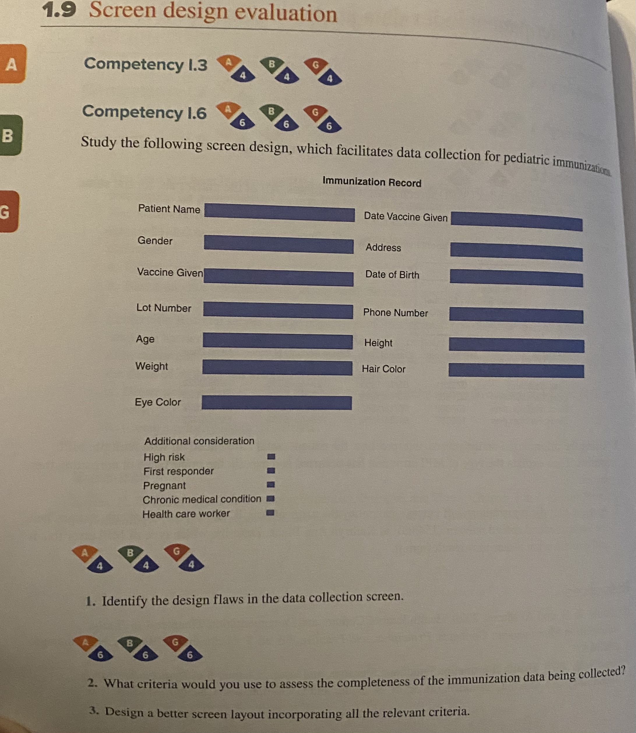 Solved Competency 1.3 A B 6 4 4 4 Competency 1.6 A. B G 6 6 | Chegg.com