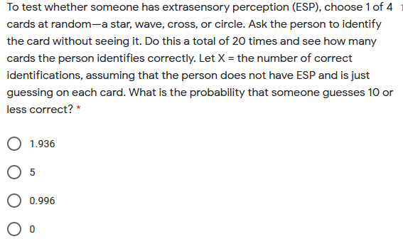 Solved To test whether someone has extrasensory perception | Chegg.com