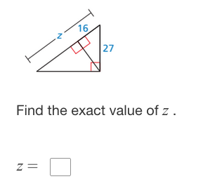 Solved Find the exact value of z. | Chegg.com