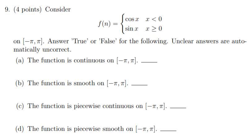 Solved 10. (4 points) Consider the function f from problem | Chegg.com