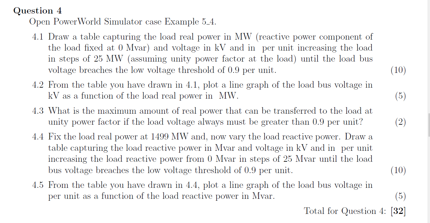 Question 4 Open PowerWorld Simulator case Example | Chegg.com