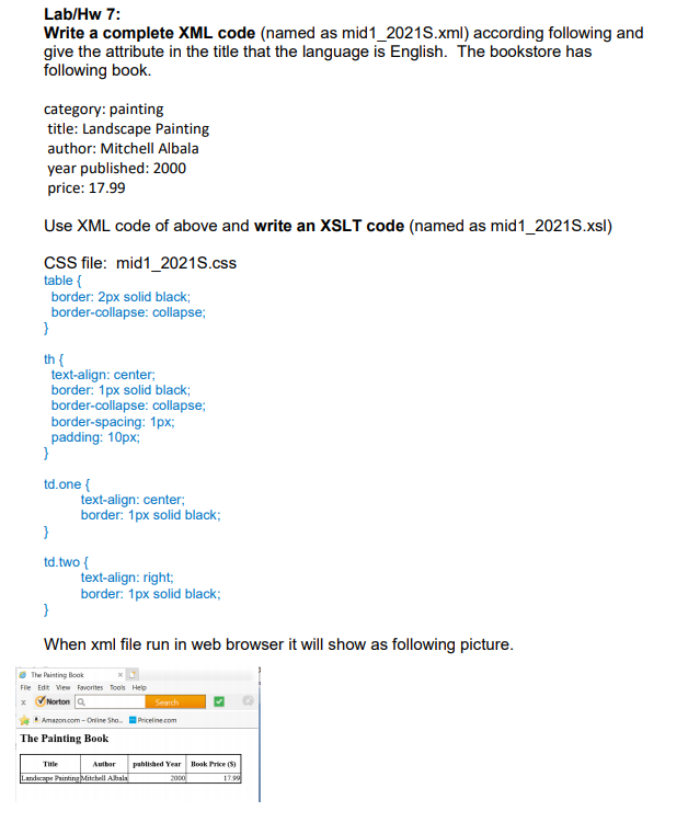 Solved Write a complete XML code (named as mid1_2021S.xml) | Chegg.com
