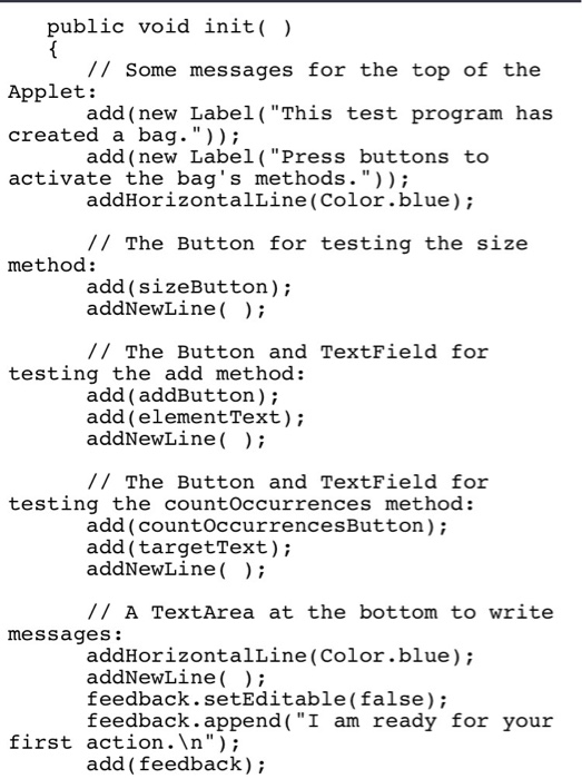 Solved So this is a lab for Java and has to do with bags, if | Chegg.com