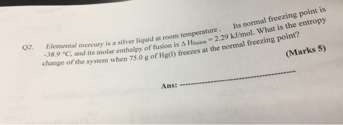 Solved Elemental mercury is a silver liquid at room | Chegg.com