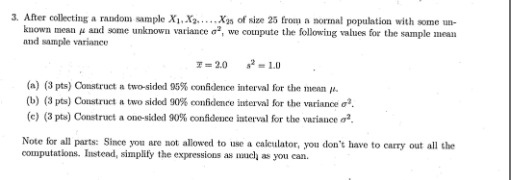 Solved After collecting a randou sample X1,X2…,X25 of size | Chegg.com