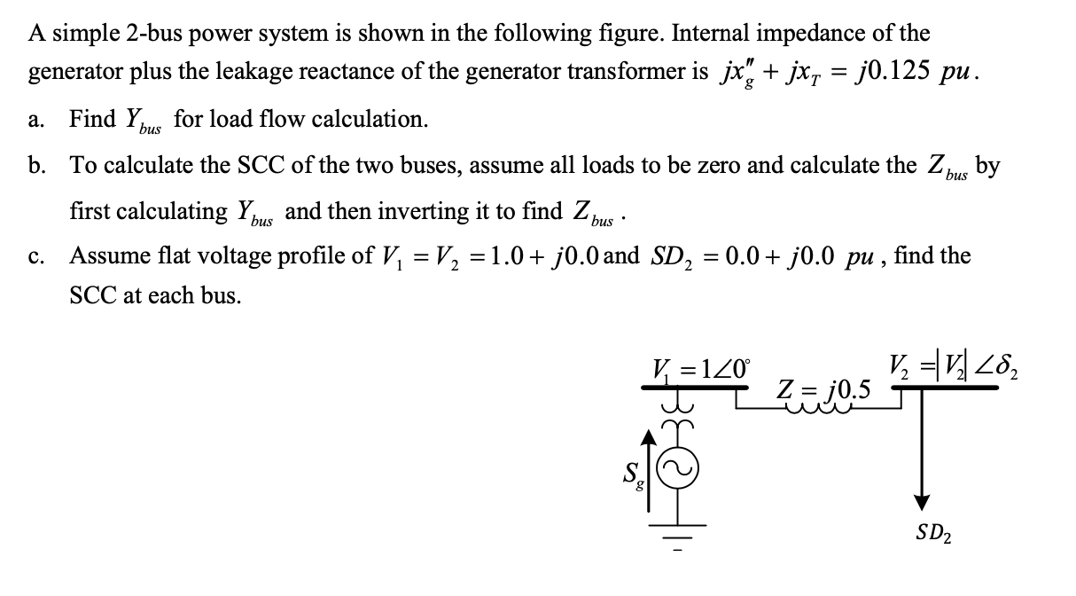 Solved a. bus A simple 2-bus power system is shown in the | Chegg.com
