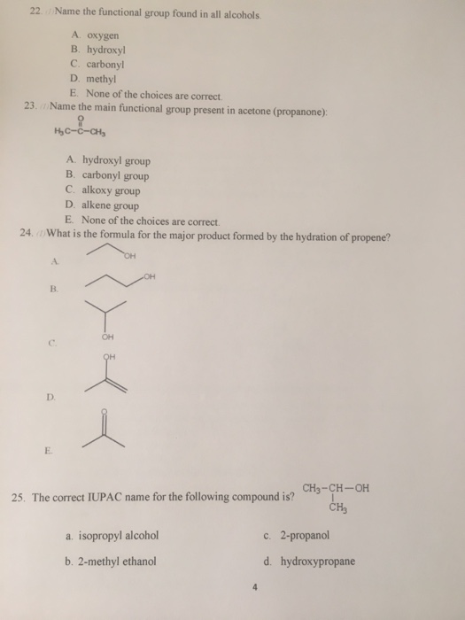 Solved Name the functional group found in all alcohols A. | Chegg.com