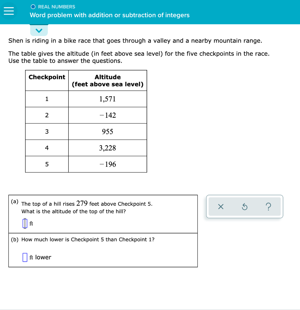Solved O REAL NUMBERS Word problem with addition or | Chegg.com