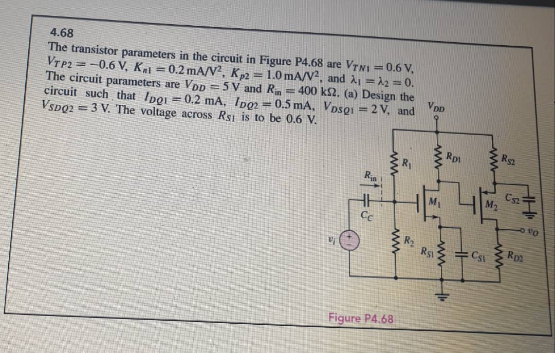 Solved 4.68 The transistor parameters in the circuit in | Chegg.com