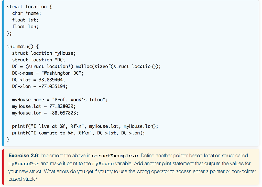Solved struct location t char *name; float lat; float lon; | Chegg.com