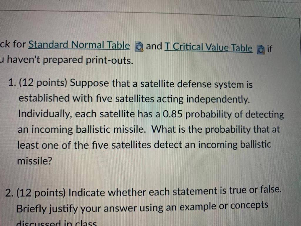 Solved ck for Standard Normal Table and T Critical Value | Chegg.com