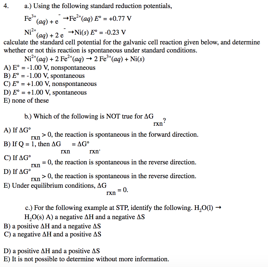 Solved 4. a.) Using the following standard reduction | Chegg.com