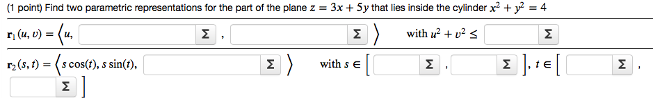Solved (1 point) Find two parametric representations for the | Chegg.com