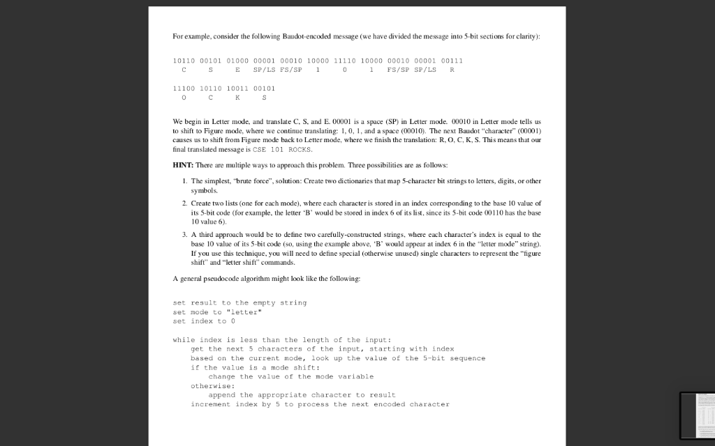 Baudot Code (30 points) (Place your answer to this | Chegg.com