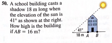 Solved A school building casts ashadow 18m ﻿long whenthe | Chegg.com