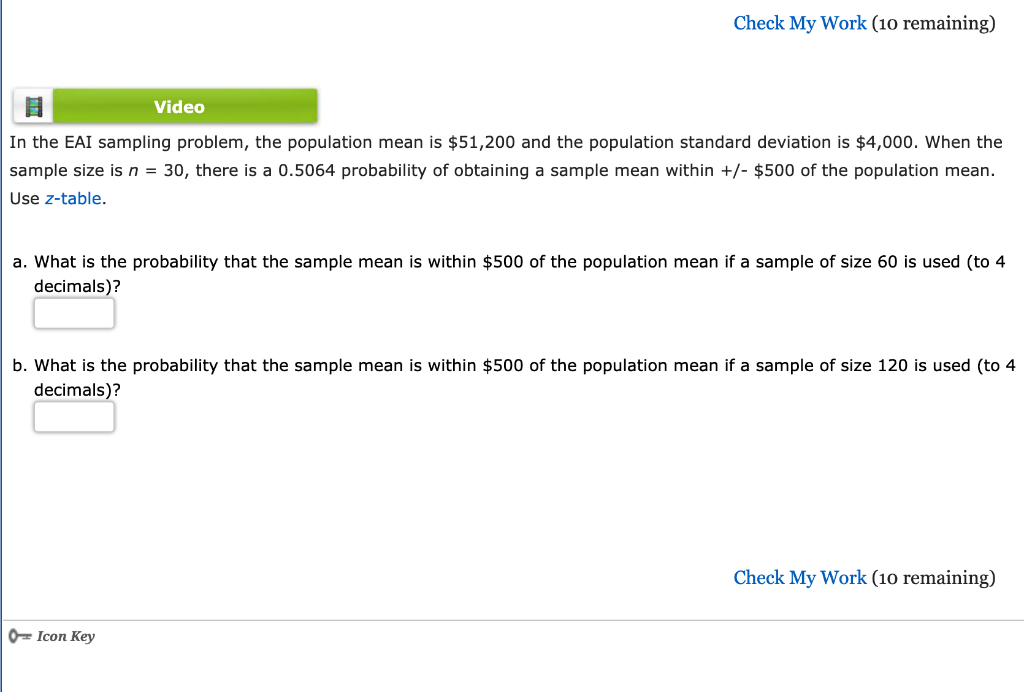 Solved Check My Work (10 remaining) In the EAI sampling | Chegg.com